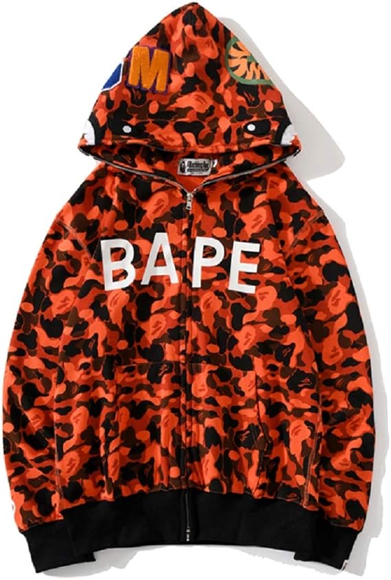UOREHM Bape Ape Shark Camo Hombres Mujeres Sudadera Moda Casual ...