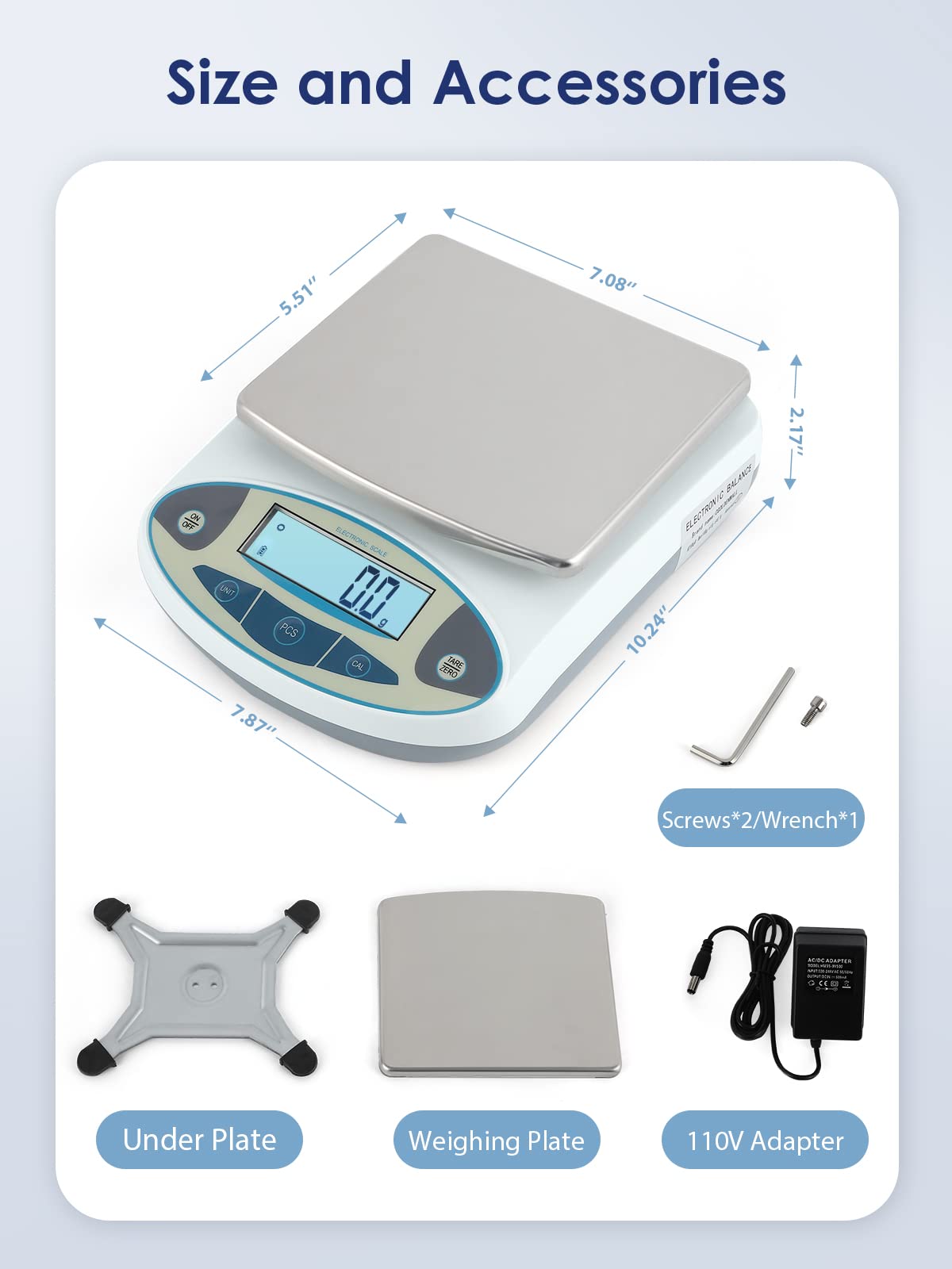 CGOLDENWALL Lab Scale 3000gX0.01 Gram High Precision Laboratory Balance ...