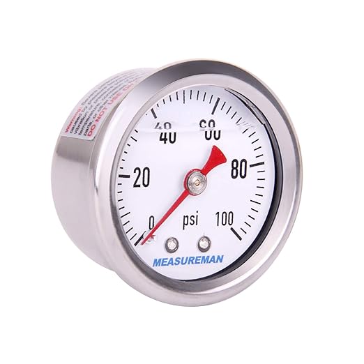 Measureman 1-1/2" Dial Size, 304 Stainless Steel case, Liquid Filled ...