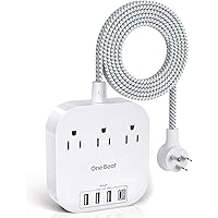 Travel Essentials - Power Bar with 3 USB Ports, Addtam 5 Ft(1.5M) Flat ...