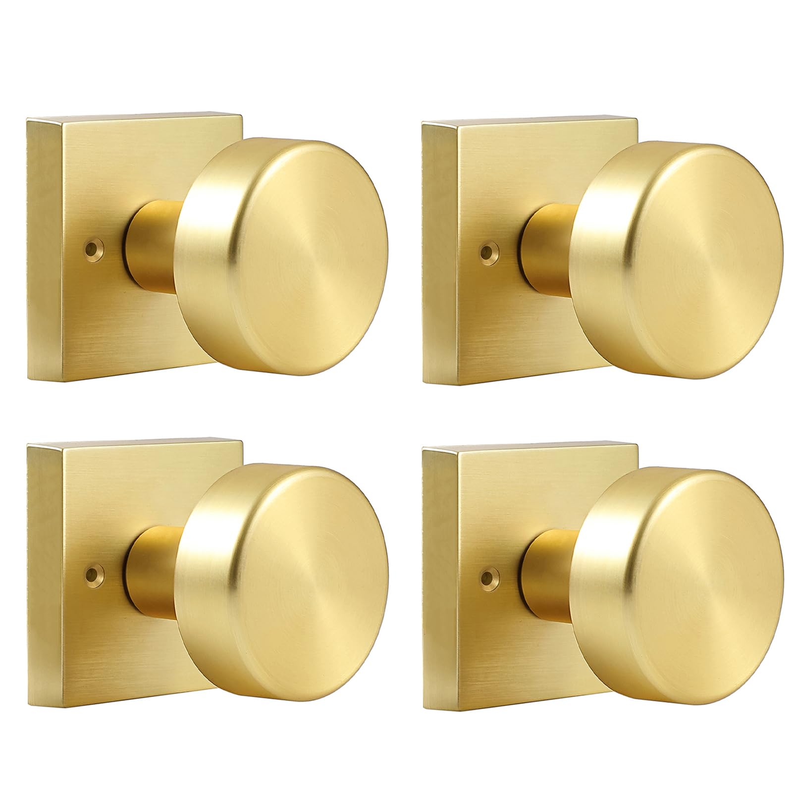 coolnews 4 Pack Gold Dummy Door Knobs Interior, Single Sided Square ...