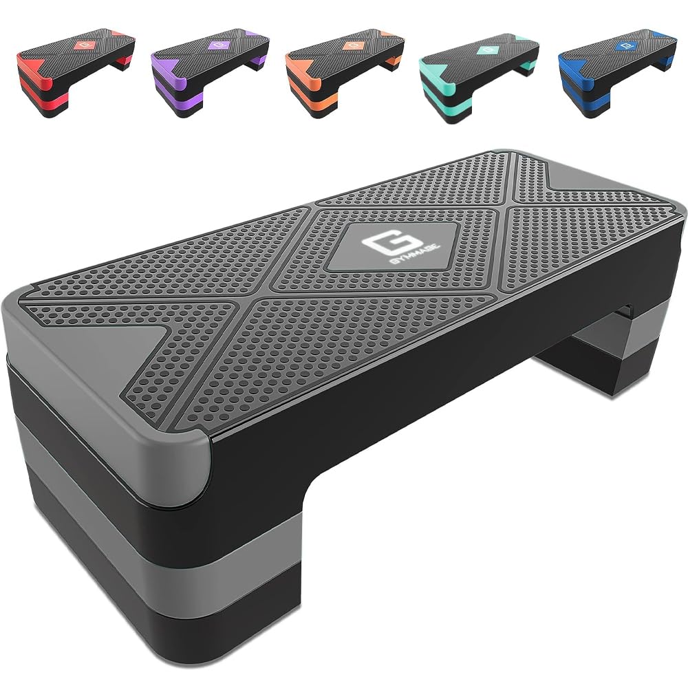 GYMMAGE Aerobic Exercise Step, Adjustable Aerobic Stepper for Exercise ...