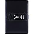 ToiM PU Leather Locking Journal Writing Notebook, Vintage Daily Notepad ...