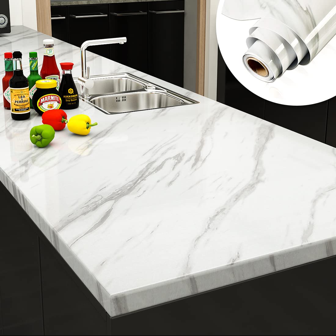 Mua 24"X200" White Marble Contact Paper Waterproof Contact Paper for ...