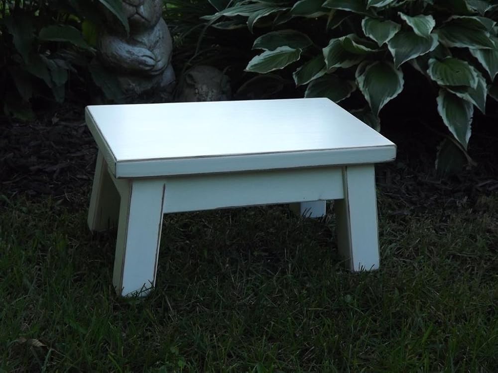 Amazon.com: Heirloom white/ wooden step stool/ foot stool/ wood stool ...