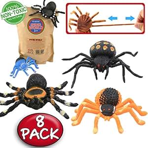 Amazon.com: ValeforToy Spider Toy,5 inch Realistic Black Rubber Spiders ...