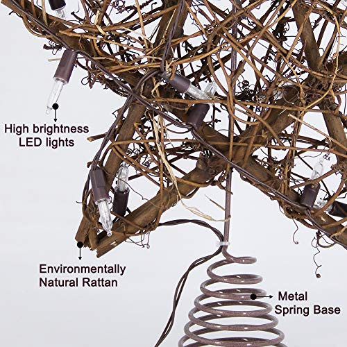 Twinkle Star Christmas Star Tree Topper, Rustic Rattan Treetop - Want ...