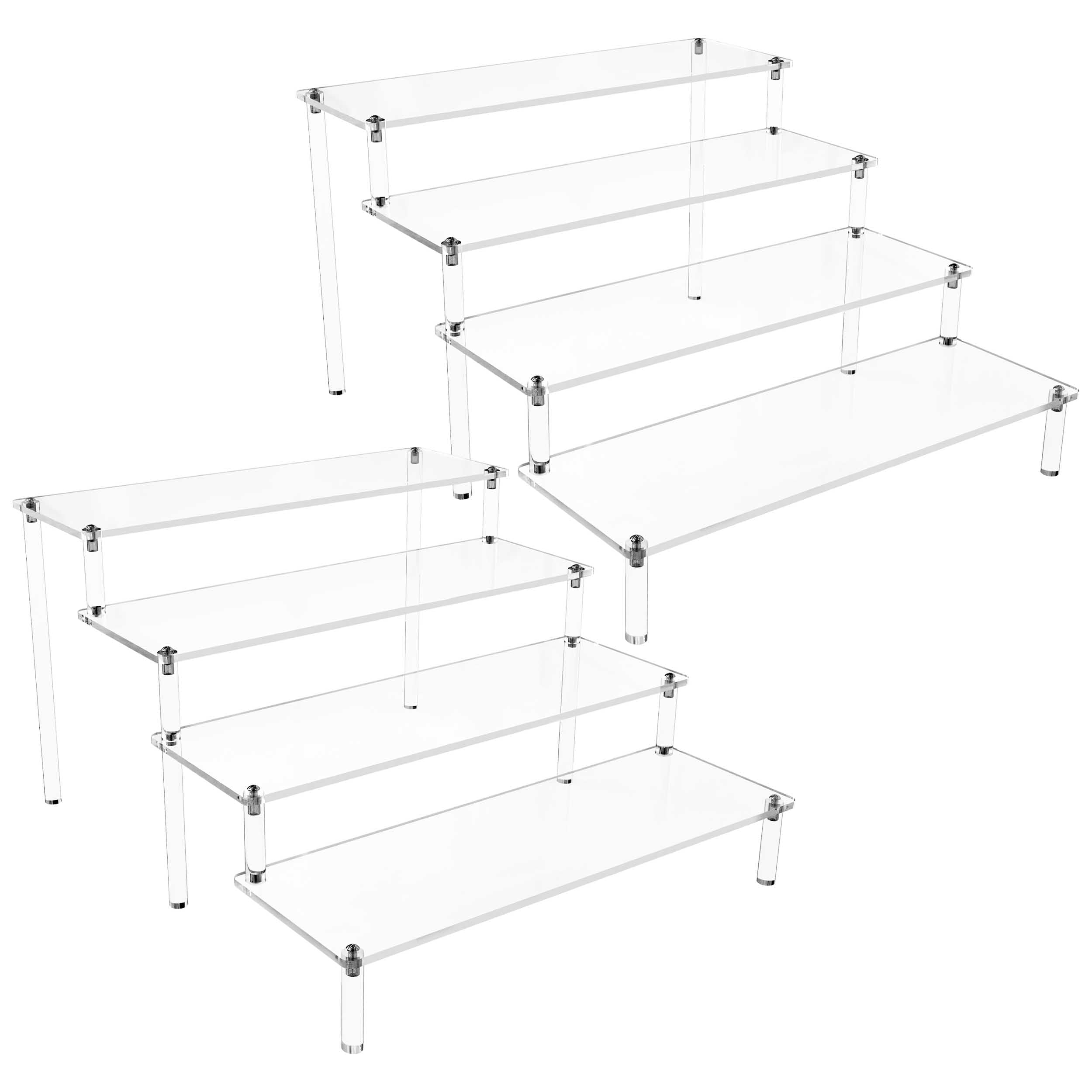 Hmdivor Acrylic Risers for Display 2 Pack 4 Tier Acrylic Display Risers ...