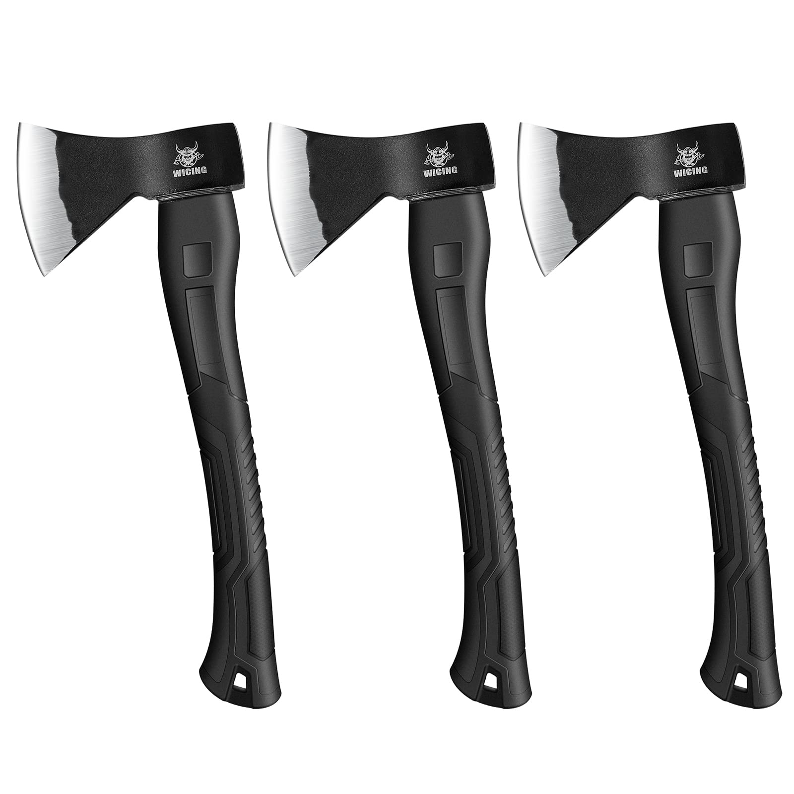 WICING Throwing Axe - 3 Pack, 15-inch Camping Hatchet, Carbon Steel ...