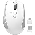 Amazon.com: CHHI Wireless Mouse with Bluetooth, USB-A, USB-C Receiver, Rechargeable, Full Size ...