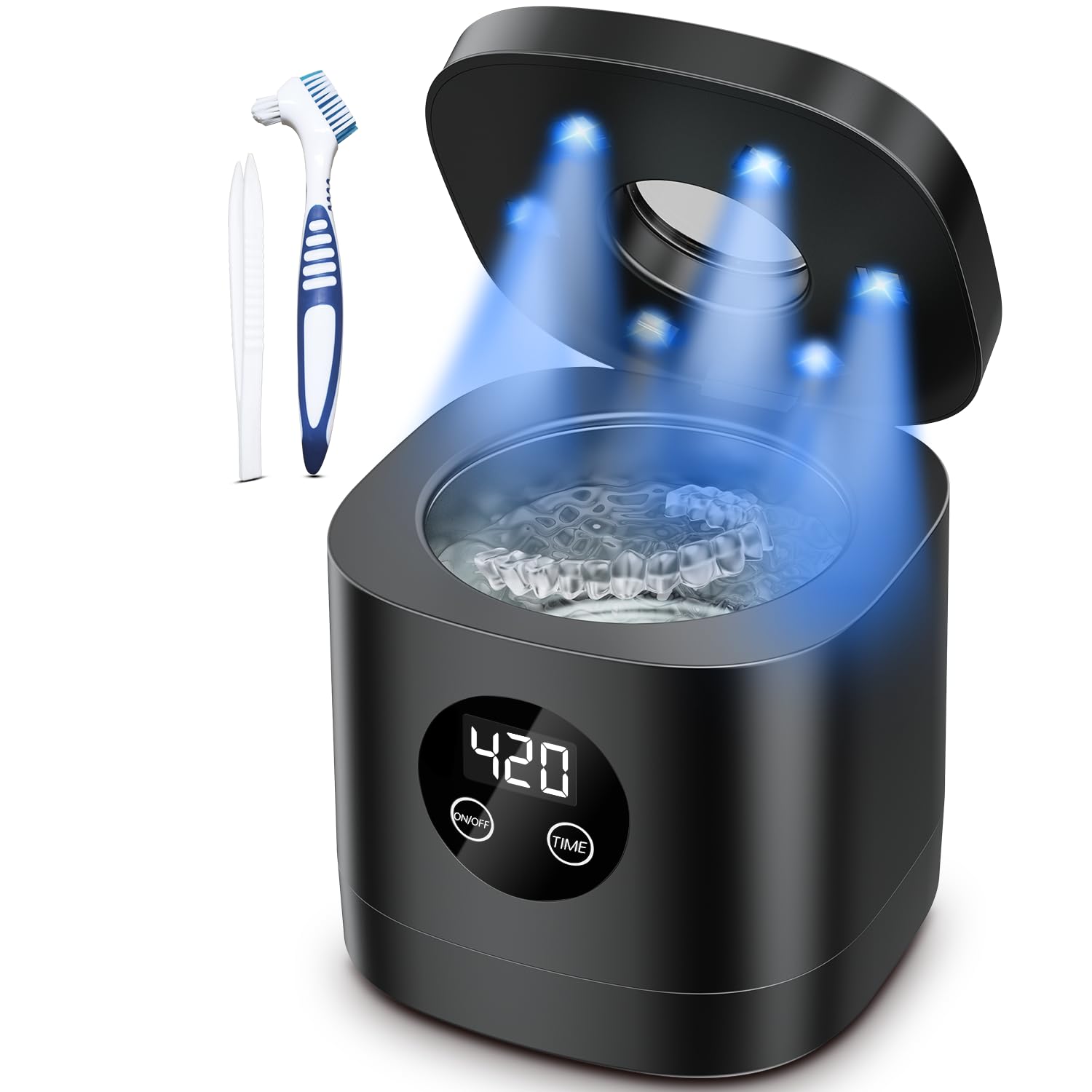 Ultrasonic Retainer Cleaner, 48W 49KHz 8oz?250ml? with 6 LED Lights ...