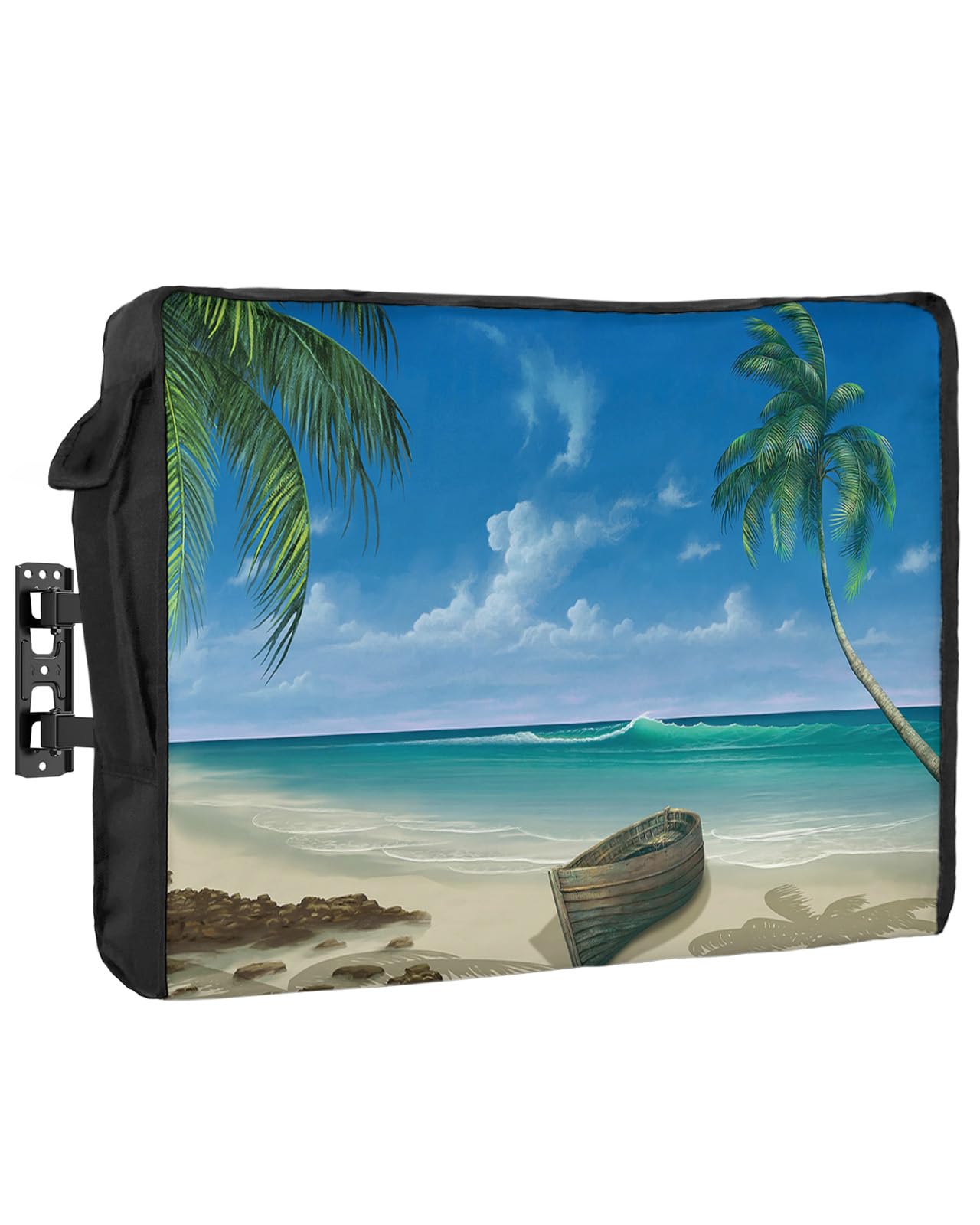 Outdoor TV Cover - Summer Palm Tree Ocean Beach Boat Waterproof and ...