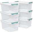 Amazon.com - Gainhope 6 Packs Plastic Latch Boxes, 20 L Clear Stackable ...
