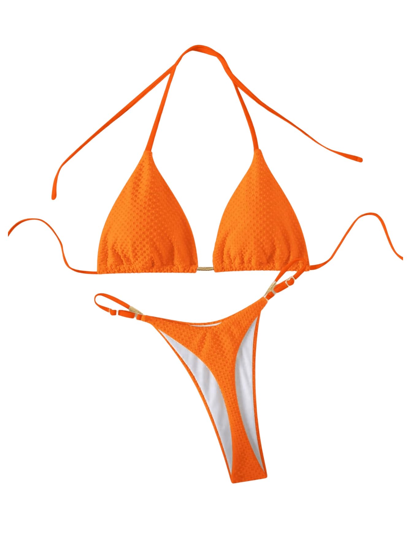 GORGLITTER Women's G String Thong Bikini Set Halter Triangle High Cut ...