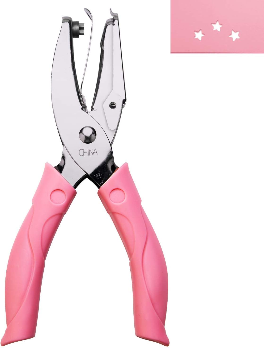 AIEX 5 mm Hole Punch Hand Puncher with Pink Grip for Craft Paper (Star ...