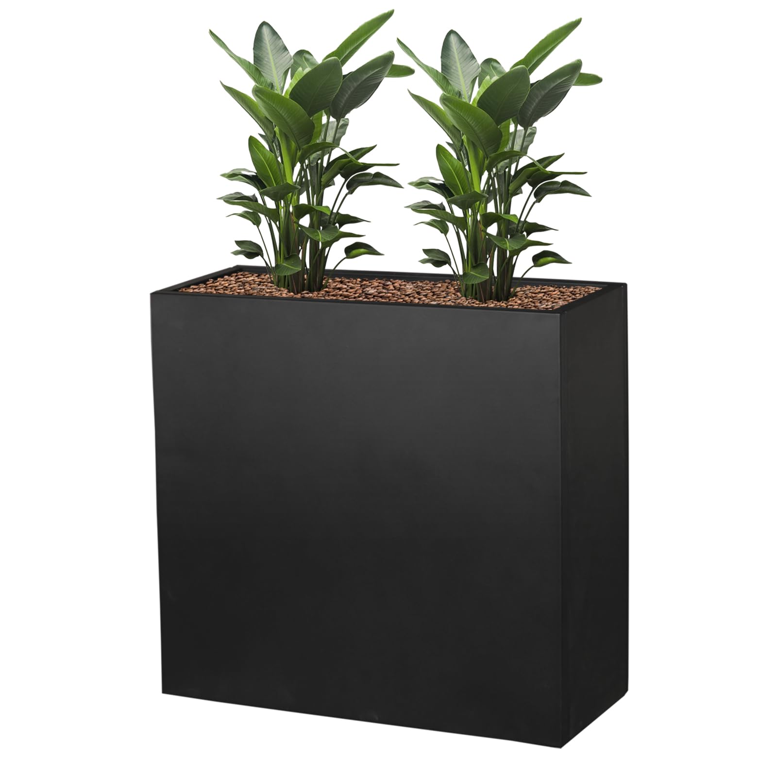 GZLVSOW Galvanized Steel Black Metallic Heavy Planter for Outdoor ...