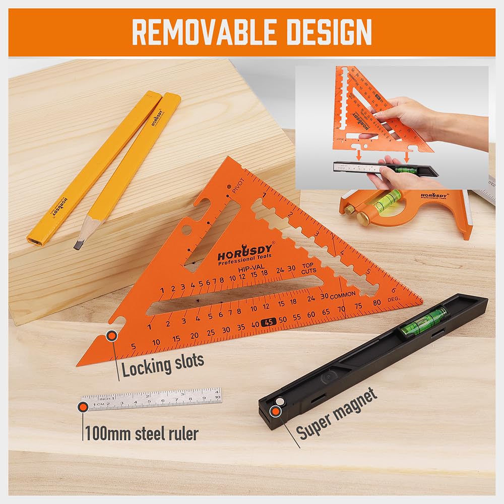 Mua HORUSDY 7 Inch Rafter Square with Level | Die-Casting Carpenter ...