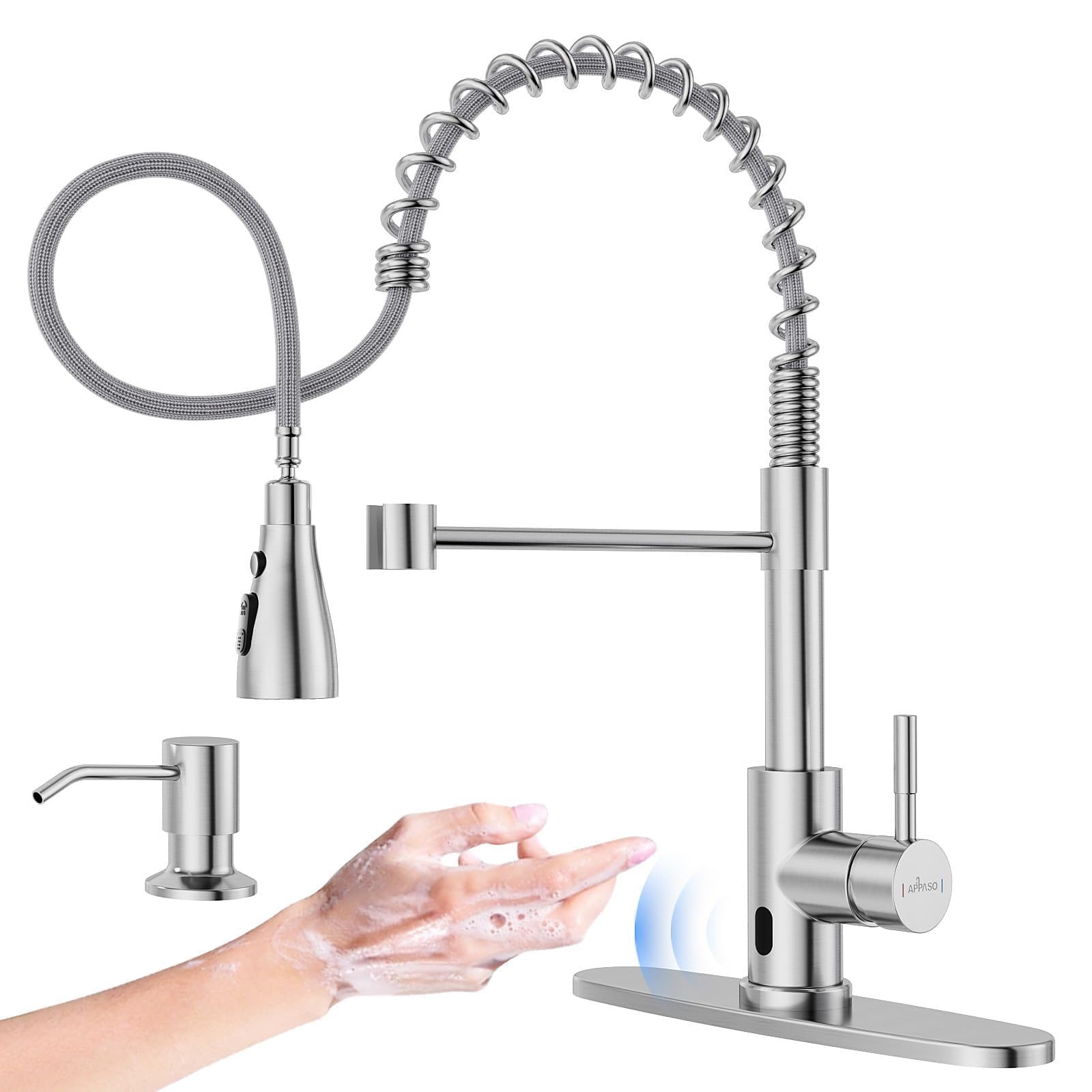 APPASO Touchless Kitchen Faucet, 3 Modes Smart Motion Sensor Kitchen ...