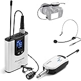 Amazon.com: Alvoxcon Wireless Headset Lavalier Microphone System ...