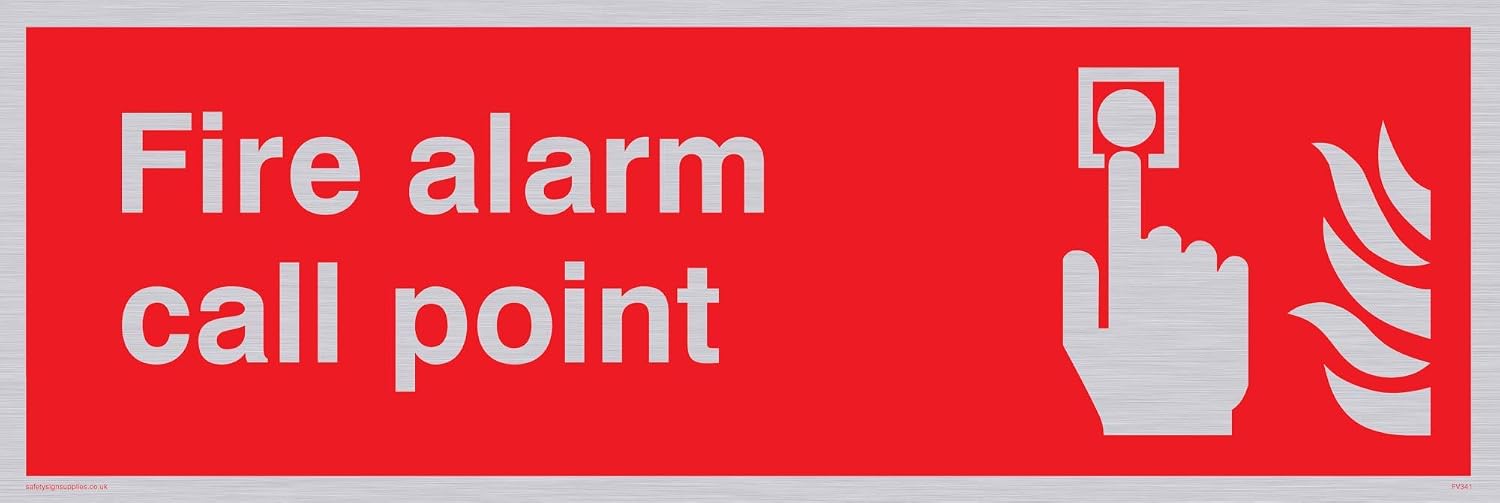 Viking Signs FV341-L31-SV”Fire Alarm Call Point” Sign, Vinyl Silver ...