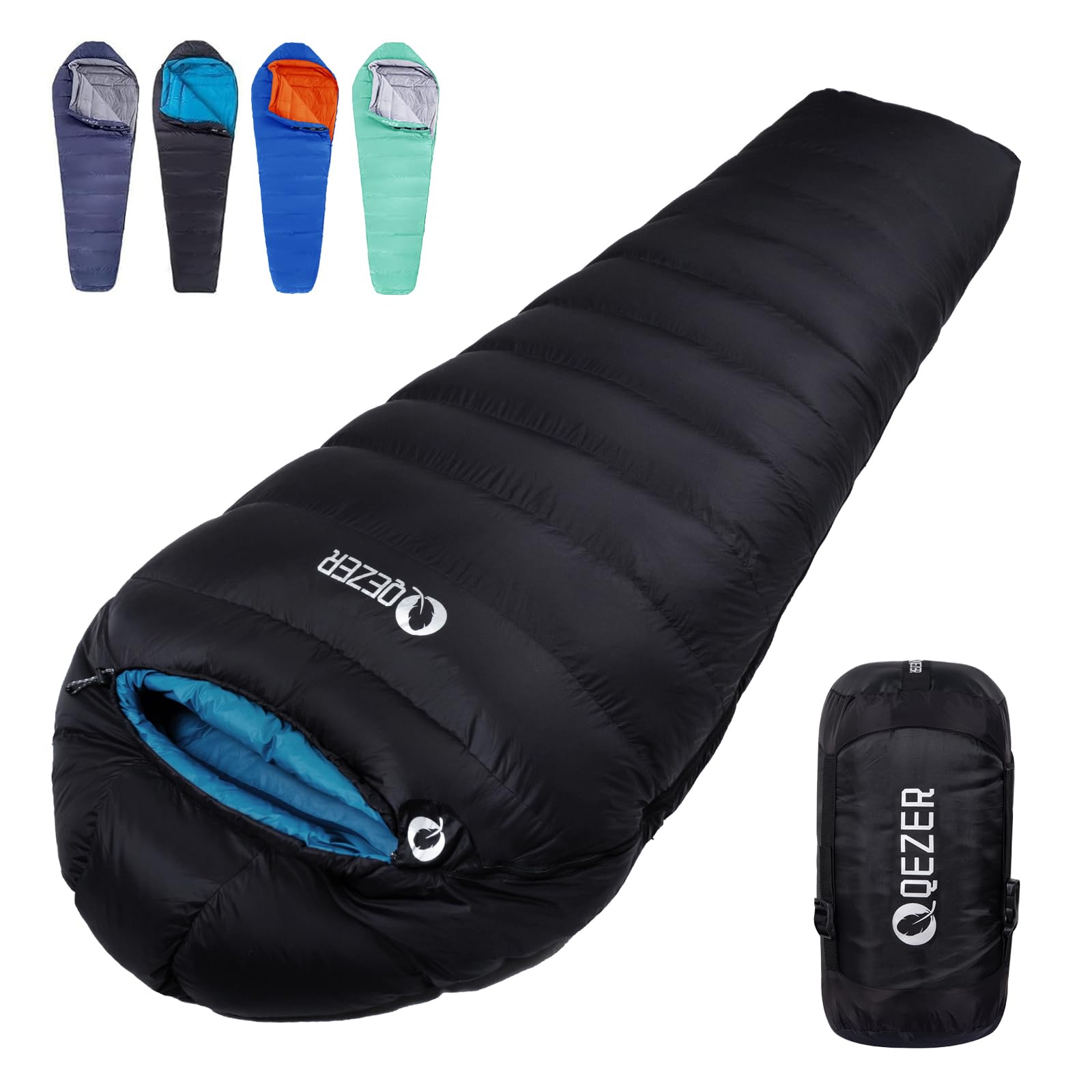 QEZER 0 Degree Sleeping Bag 650 FP Down Sleeping Bag for Adults ...