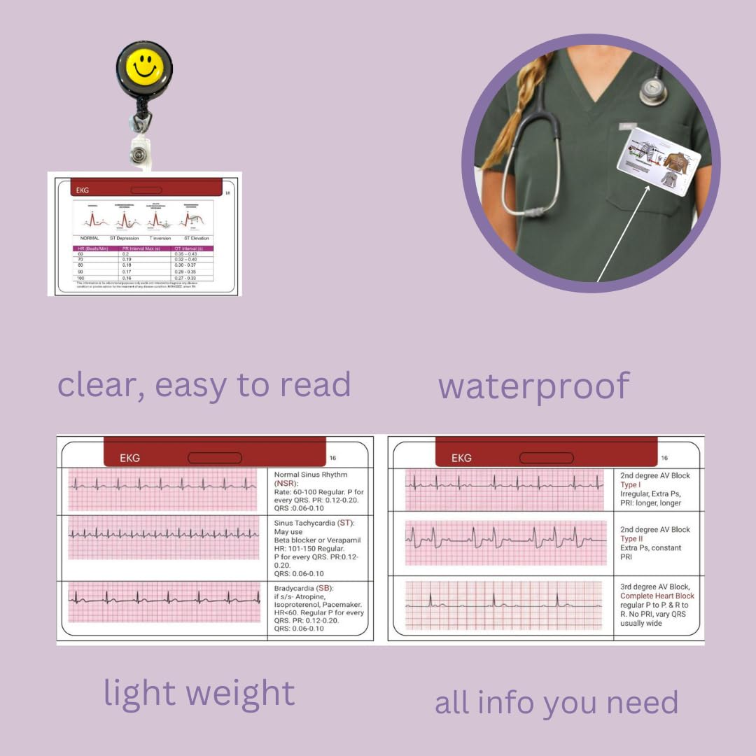 Mua EKG Cardiac Nurse ecg, Nursing Studen Reference Badge Card- (EKG ...