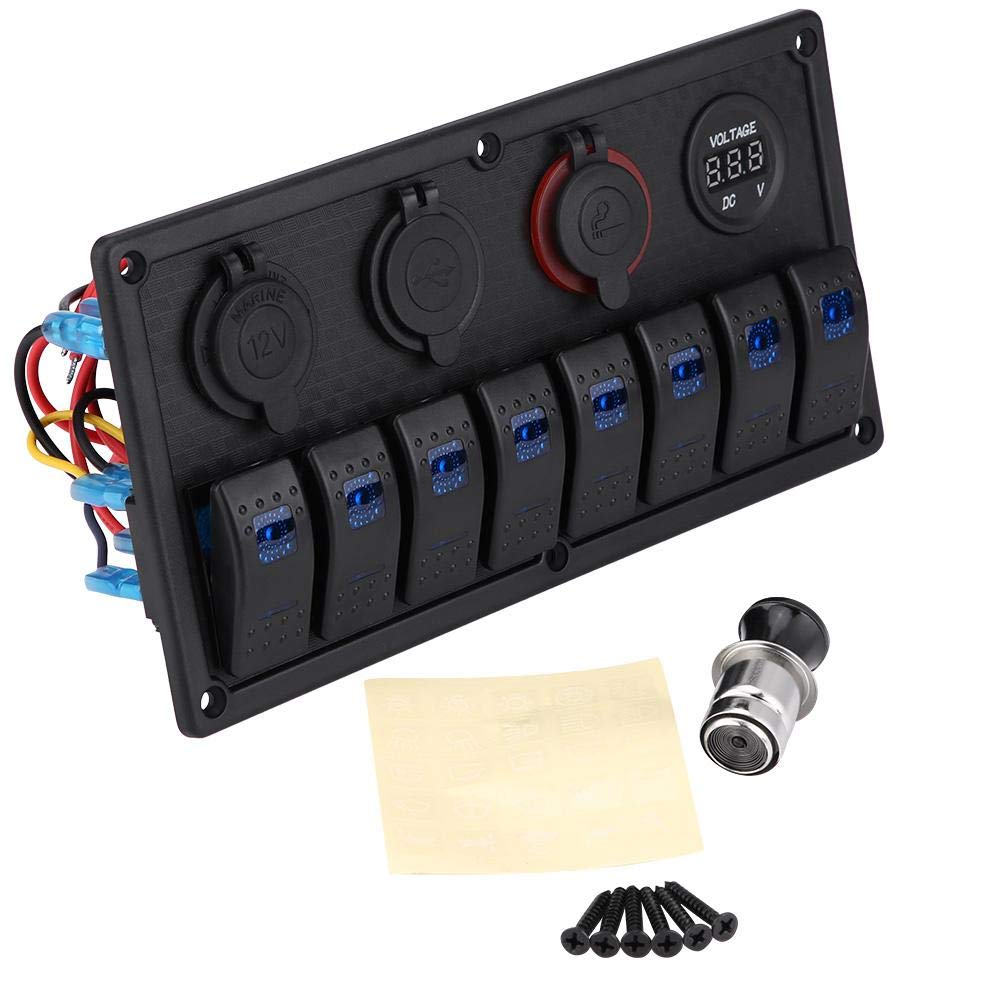 Buy Rocker Toggle Switch Panel, 12V 24V 8 Gang Boat LED Rocker Switch ...