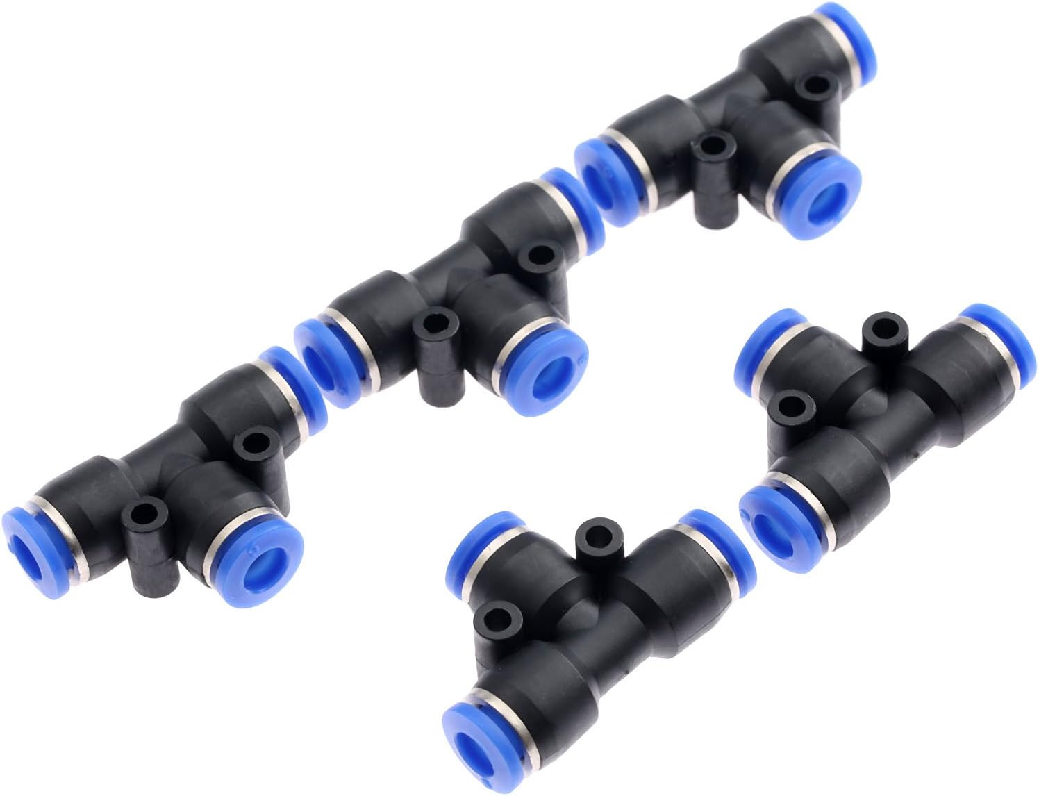 5pcs Water Hose Quick Connect T-Junction PE6 Pneumatic Air 3 Way Quick ...