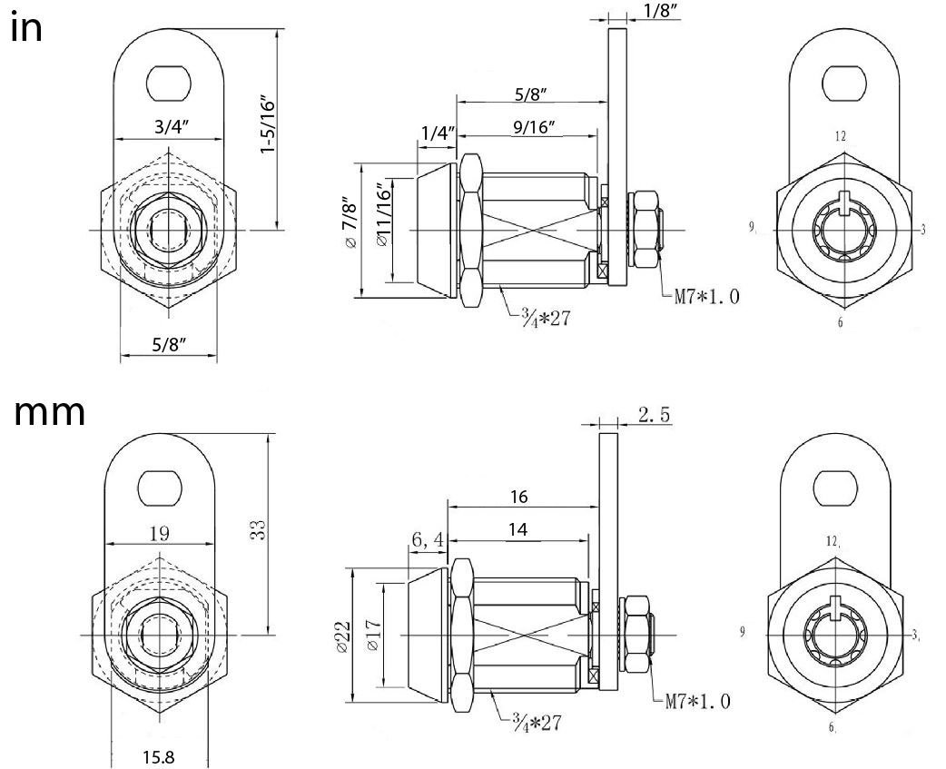 Mua FJM Security Products MEI-2400AS-KA Tubular Cam Lock with 5/8 ...