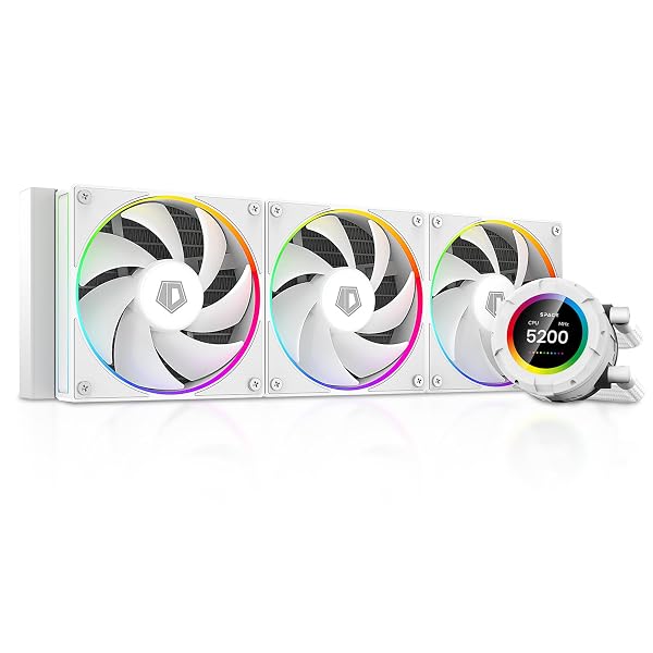 ID-COOLING SL360 White CPU Liquid Cooler with Display, Customizable 2.1 ...