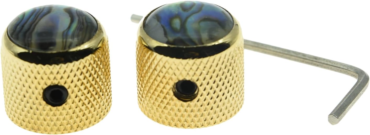 KAISH Set of 2 Gold Tele Telecaster Abalone Top Guitar Dome Knobs Bass ...