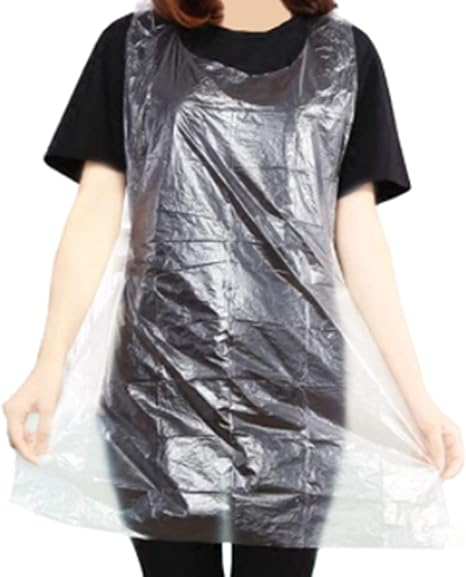 Amazon.com: LLYH 100pcs/set Clear Poly Disposable Aprons Salon Apron ...