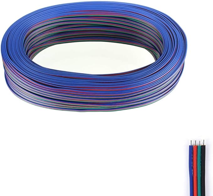 RGBZONE 10M/33FT 22AWG 4pin LED Light Strip Cable Cord, LED Electric ...