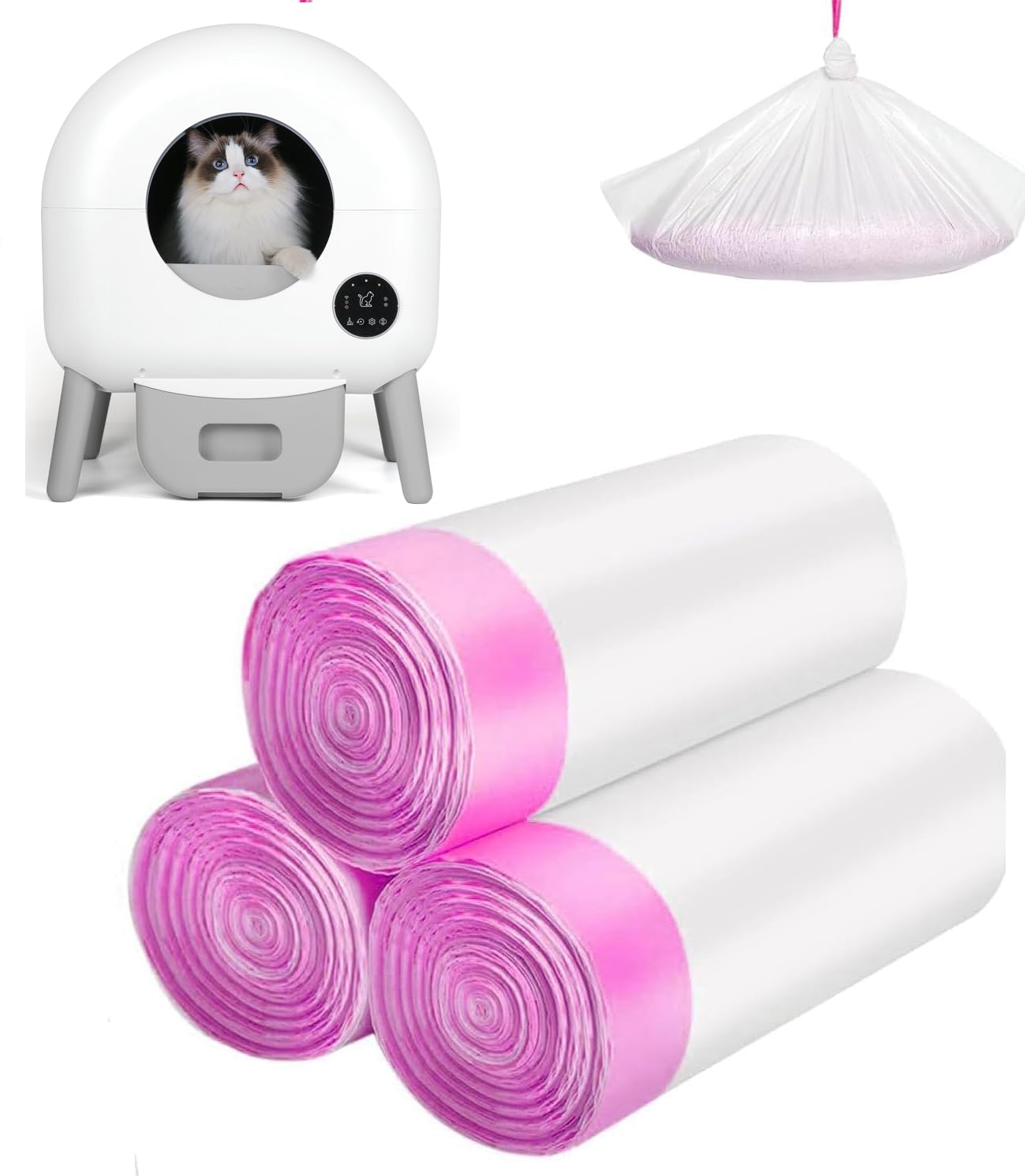 Large Cat Litter Liners for Self-Cleaning Litter Box, Pre-Separated for ...