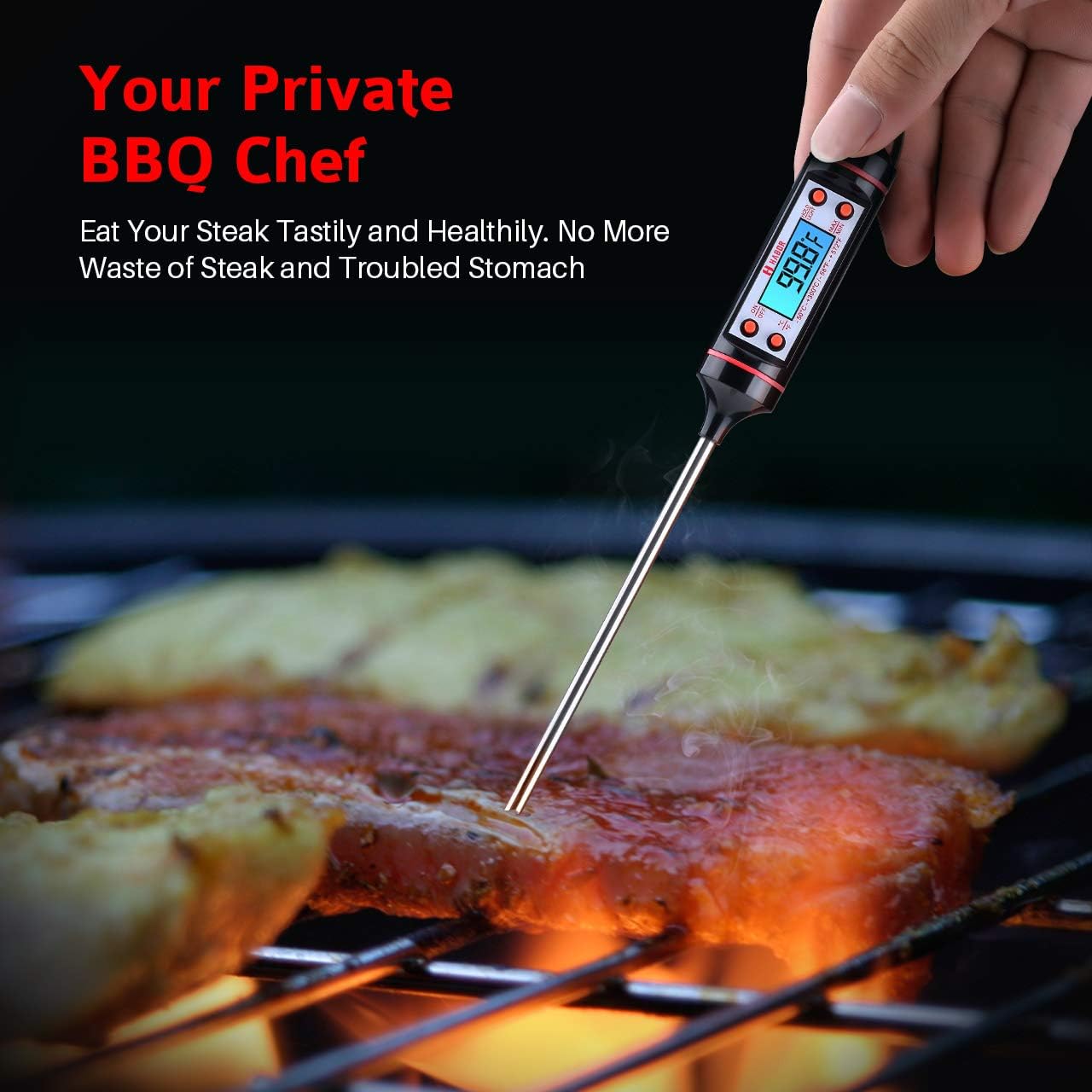 Habor Meat Thermometer, Instant Read Kitchen Thermometer with 5.9inches ...