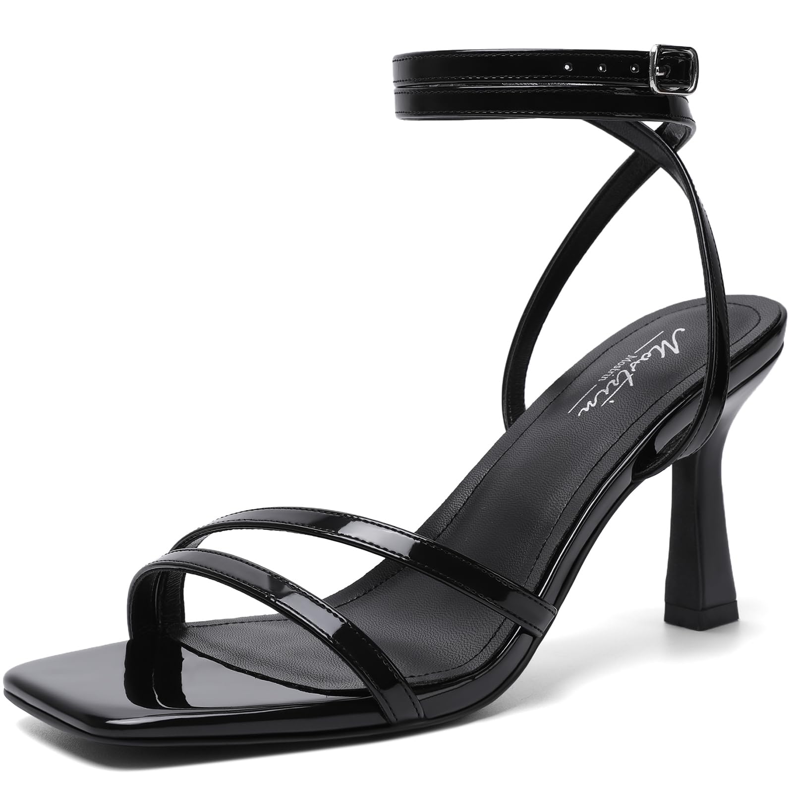 Mostrin Black Strappy Heels for Women Womens Sandals Ankle Strap Lace ...