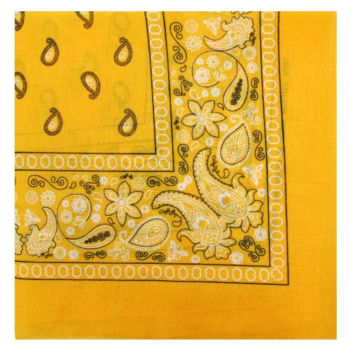 Kaiser Novelty Bandanas Paisley Cotton Bandanas (Yellow/Gold 22 X 22 in ...