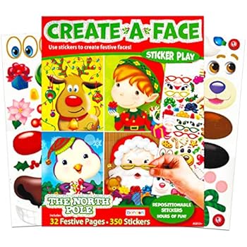 Amazon.com: Bendon Publishing Christmas Make a Face Sticker Book for ...