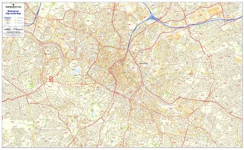 Birmingham Postcode Map – Laminated City Centre Sector Wall Map 2 ...