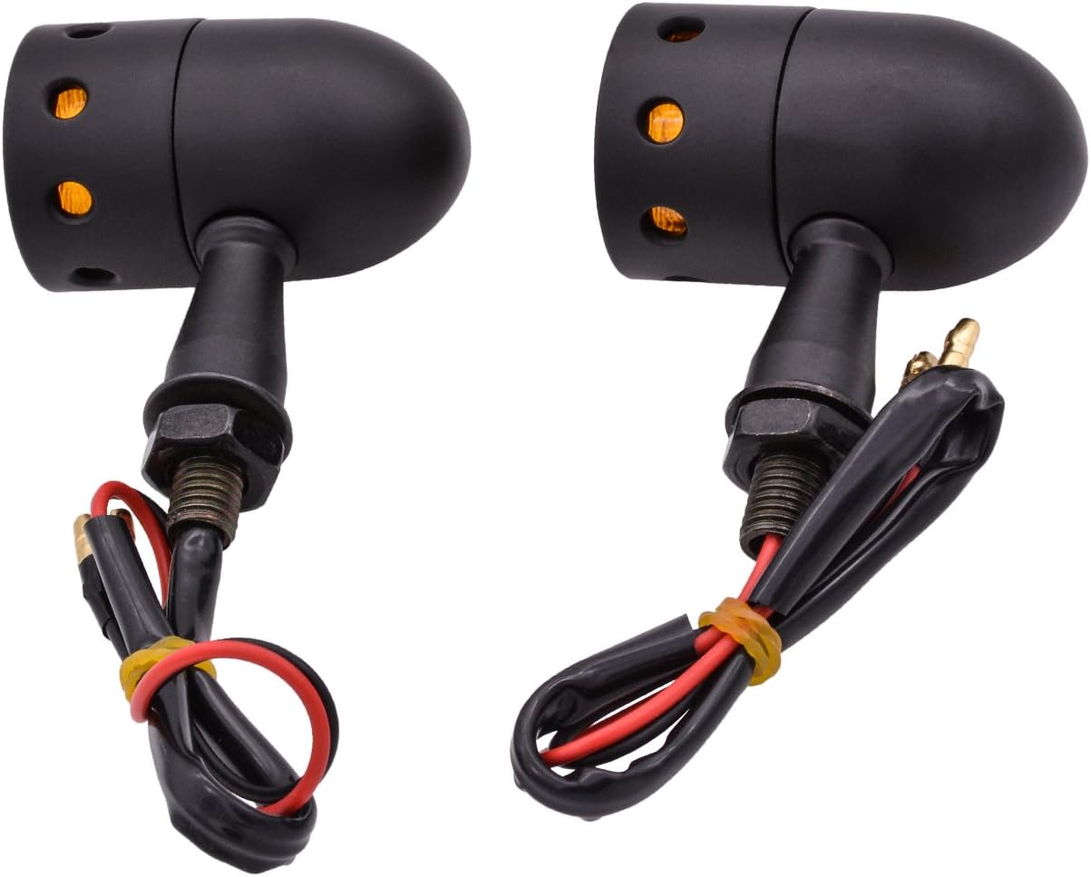 NATGIC 2PCS Motorcycle Turn Signal Light Amber/Yellow Black CNC ...