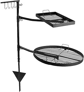 Sunnydaze Dual Campfire Steel Cooking Grill Grate Swivel System ...