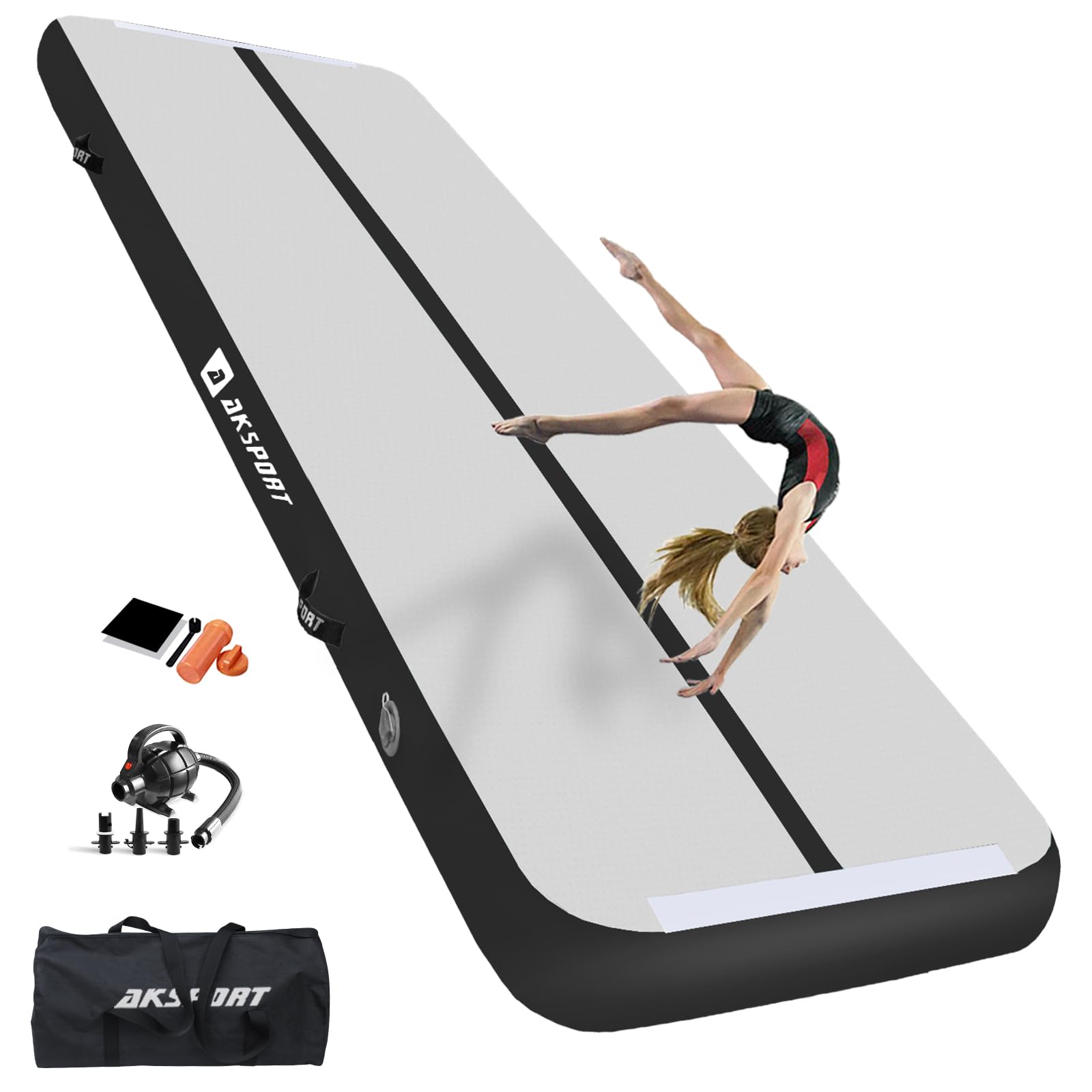 AKSPORT Air Mat Tumble Track Gymnastics Tumbling Mat Inflatable Floor ...