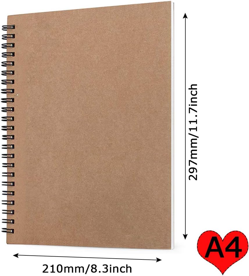 A4 Squared Paper Notebook, 5mm Spiral Kraft Cover Notepad Perfect for ...
