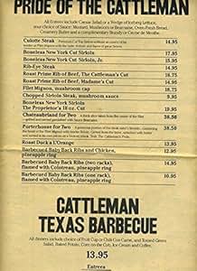 Amazon.com : The Cattleman Restaurant Menu & Poster 45th St New York ...
