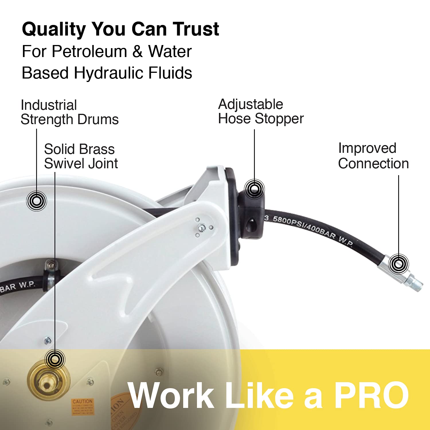 Mua REELWORKS Grease-Hose-Reel Retractable 1/4" Inch x 50' Feet ELITE ...