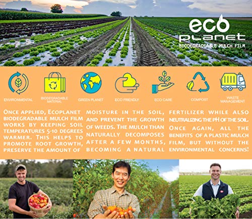 EcoPlanet Bio-degradable Plastic Mulch Film Gardening Farming Film Outdoor Garden Landscape Weed ...