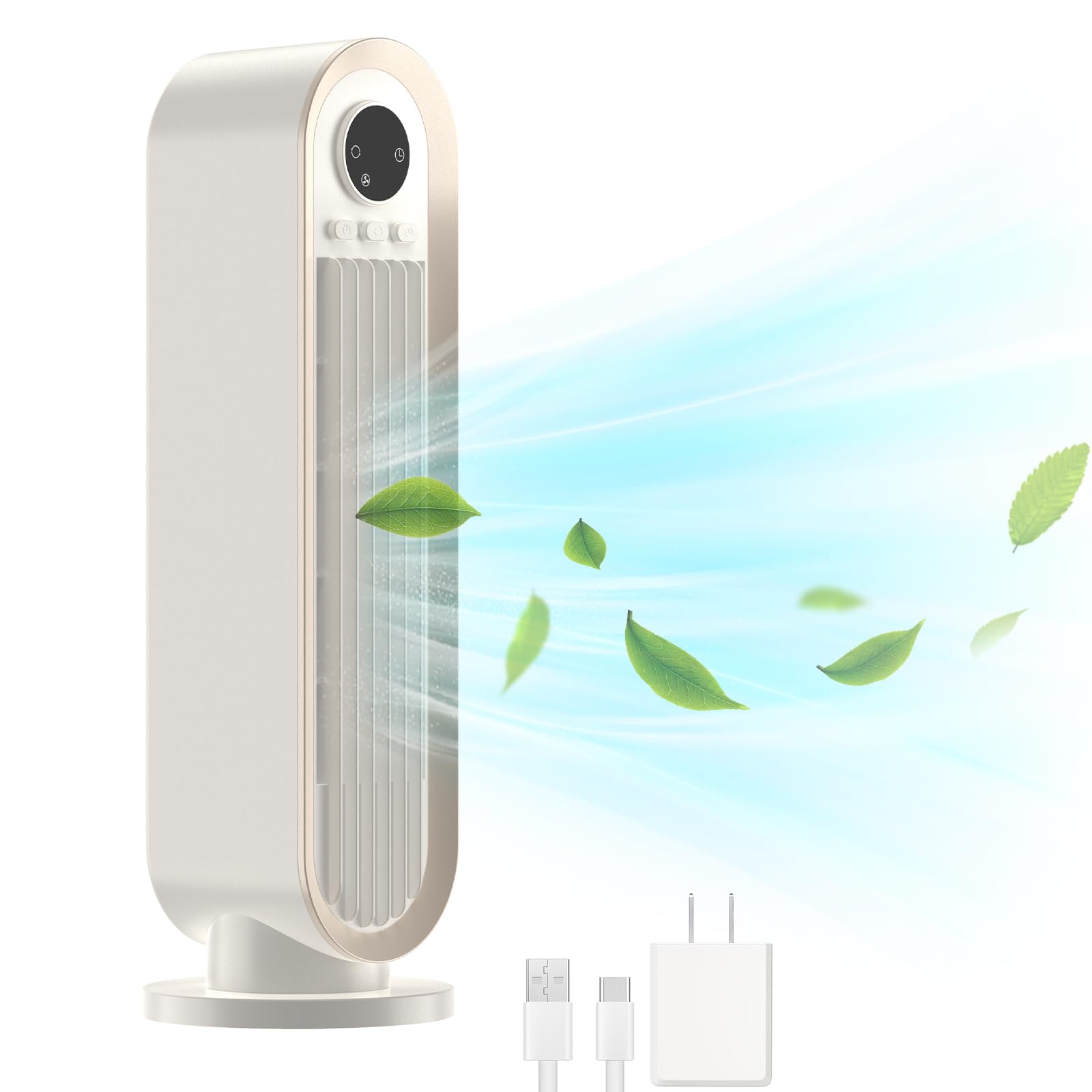 3 Speed Quiet Tower Fan Bladeless Table Tower Fan - 3 Speeds, 80° Wide ...