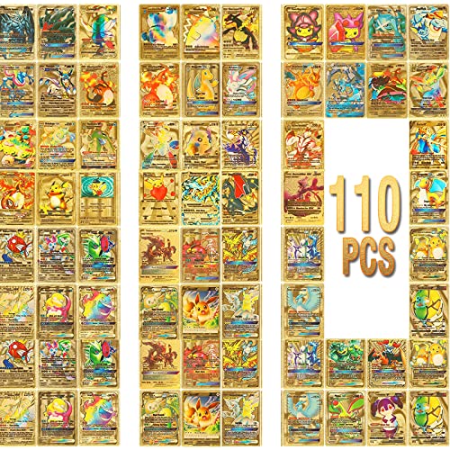 110 PCS TCG Deck Box Gold Cards (GX Cards, V Series Cards, Vmax Rares ...