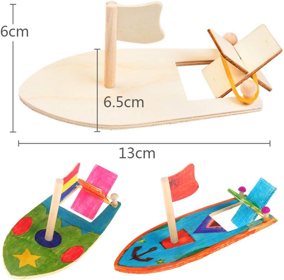 BESTZY 8 Pcs DIY wooden sailboat,DIY wooden children’s toy ship,Kids ...
