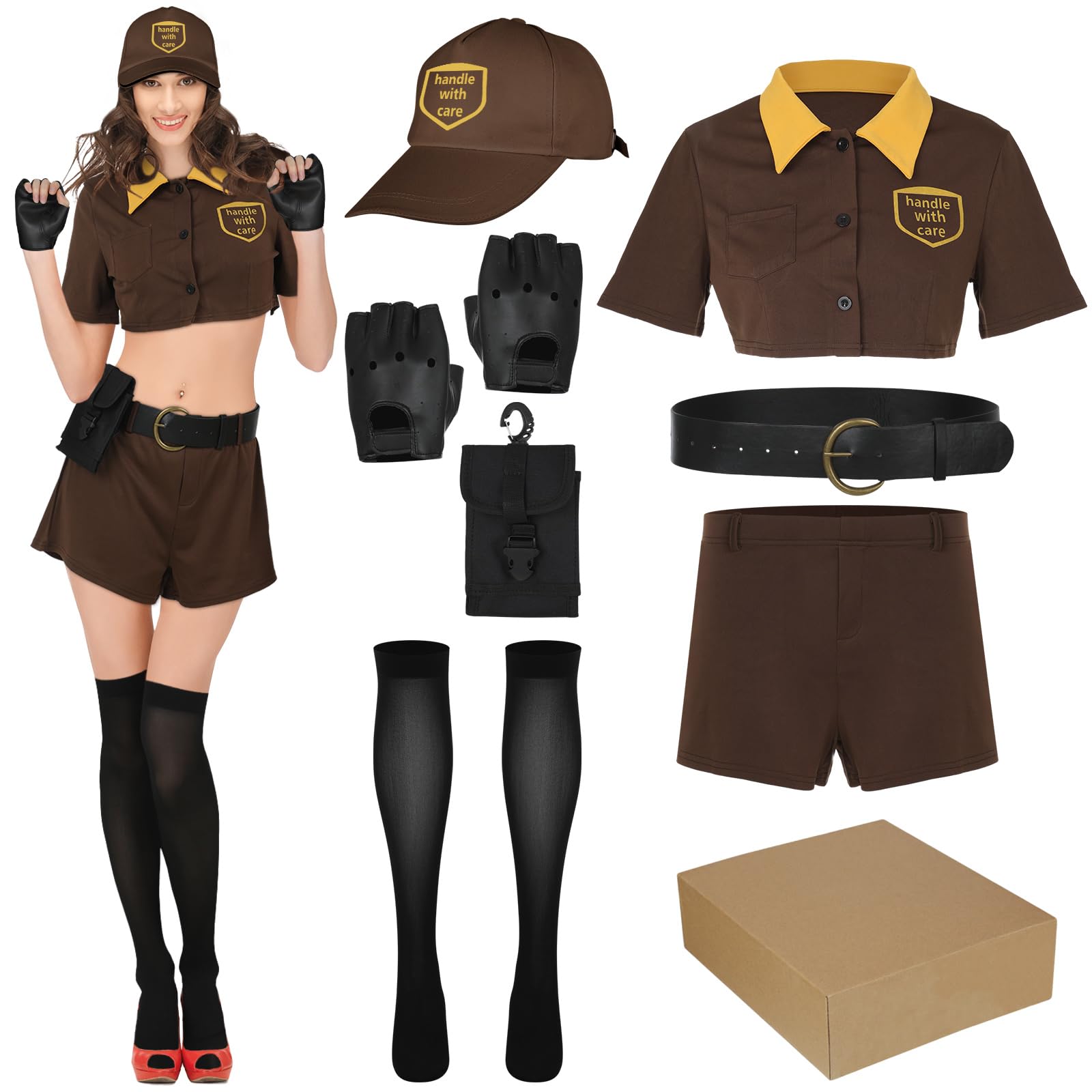 Hicarer 8 Pcs Halloween Women Postal Delivery Costume Includes Small ...